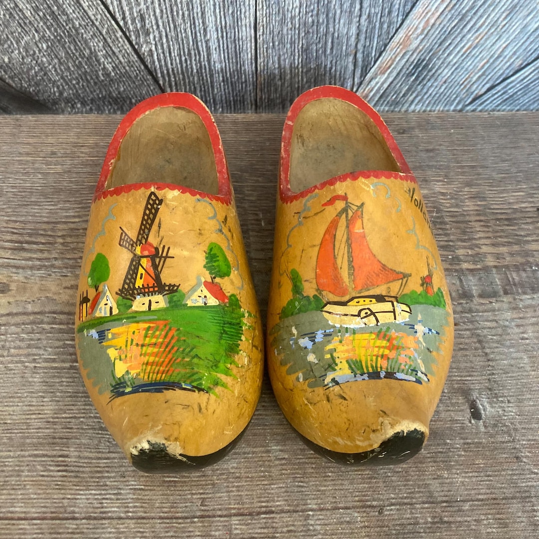 Vintage Wooden Shoes {dutch Wooden Clogs Dutch Pattern} Tulip Time ...