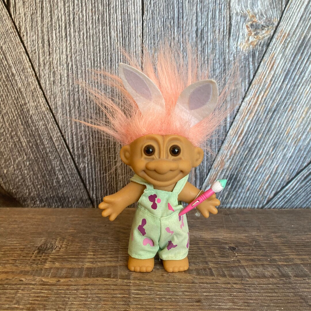 Vintage Easter Bunny Troll Doll {pastel Painter Troll With Blue Hair ...