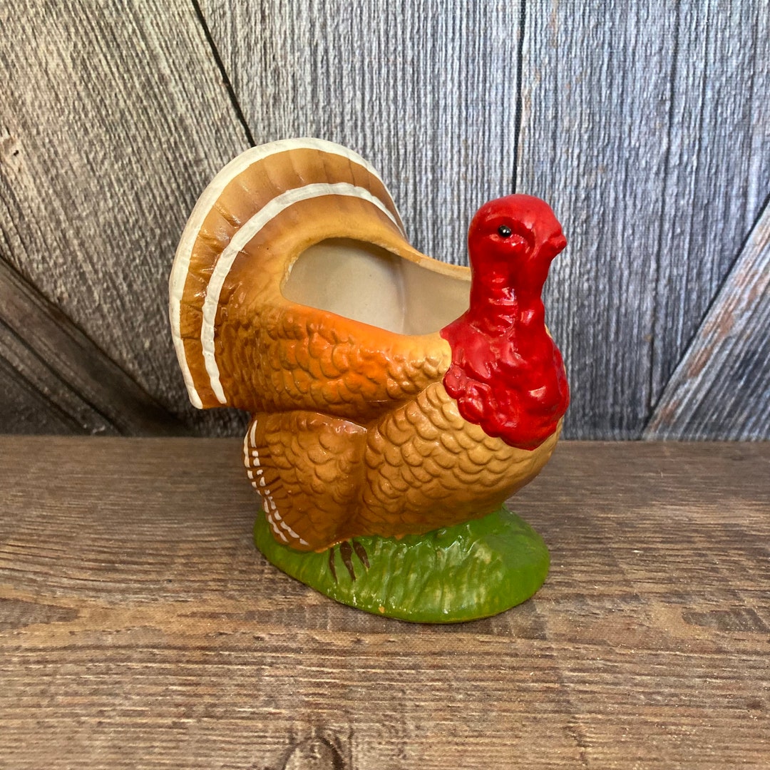 Vintage Ceramic Turkey Planter {cute Turkey Planter Indoor Pot} Vintage ...