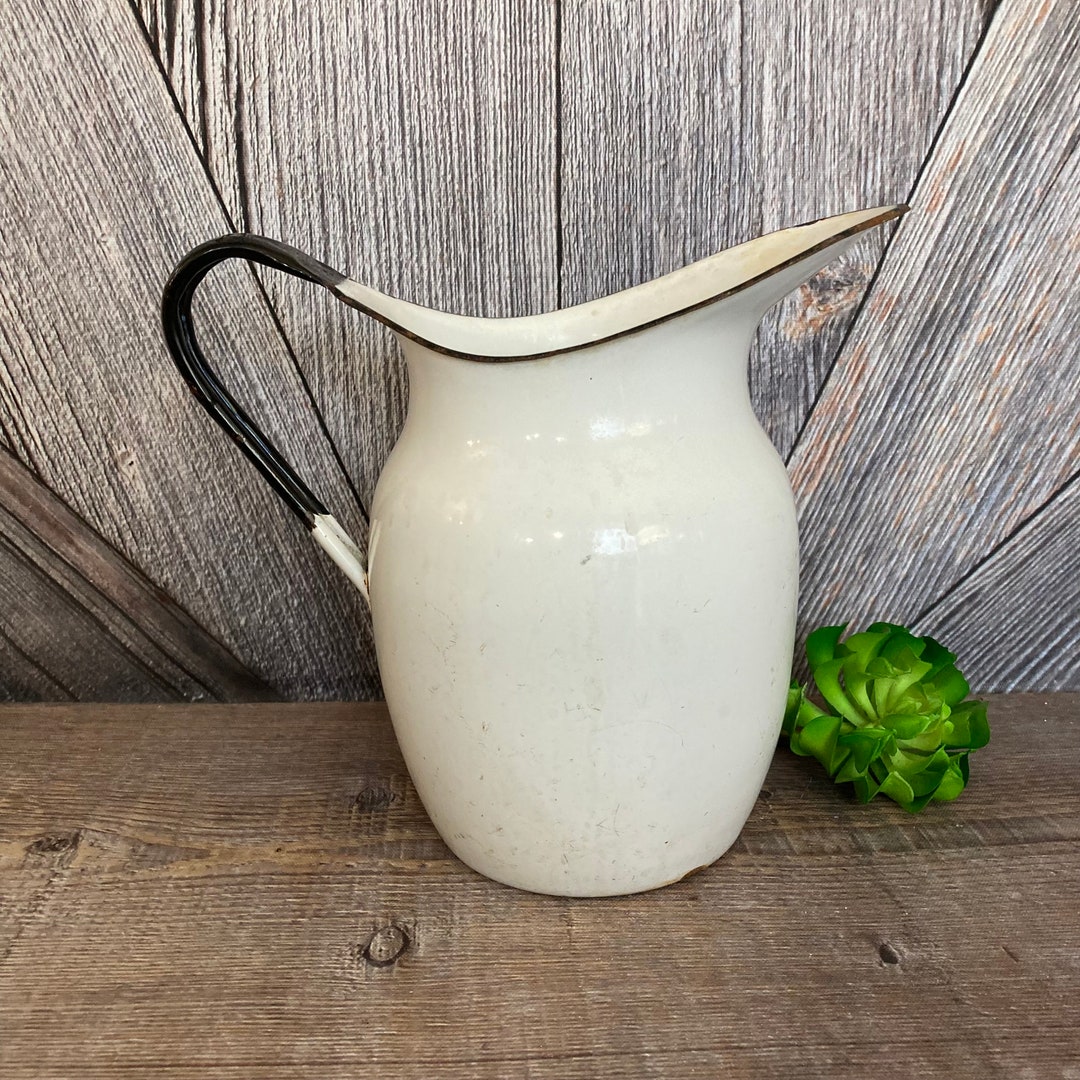 Vintage Enamel Pitcher Water Pitcher, Milk Pitcher US Standard Stamping ...