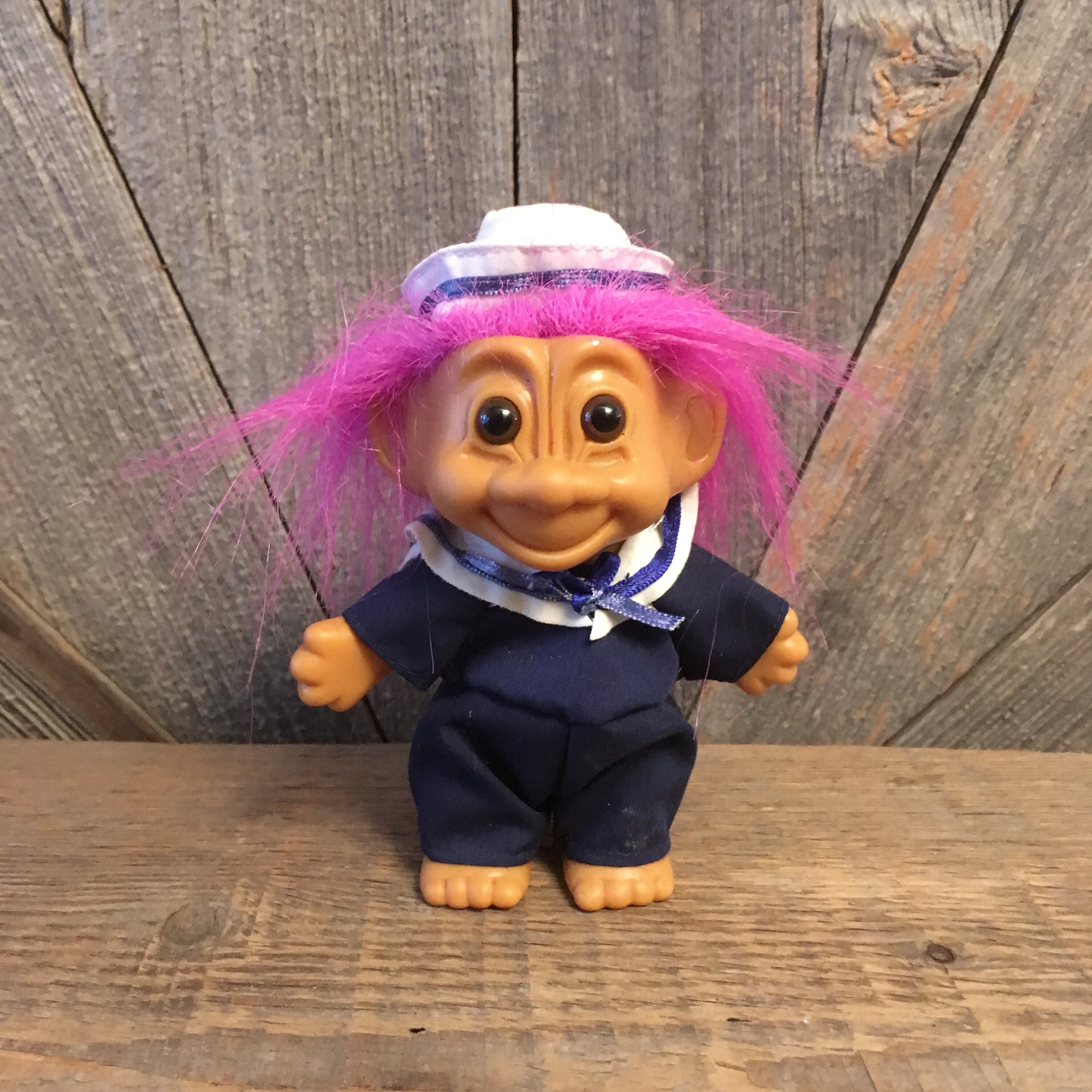 Vintage Troll Doll navy With Pink Hair Russ Berrie 5 Inch - Etsy