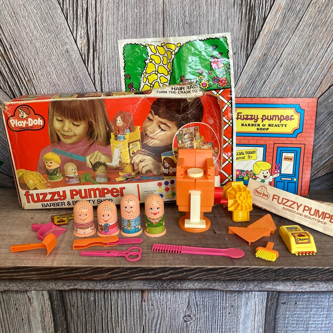 Vintage Fuzzy Pumper Barbie and Beauty Shop Playset, Play Dough Hair ...