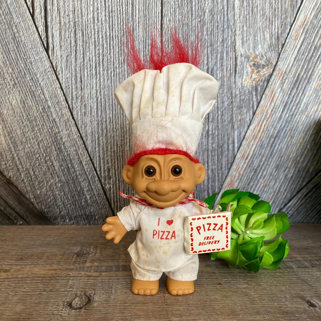 Vintage Troll Doll {pizza Delivery Troll Crazy Hair Chef Hat} Russ ...