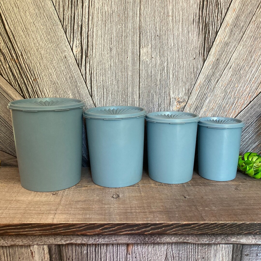 Vintage Tupperware Canister Set {plastic Round Powder Blue Set Nesting ...