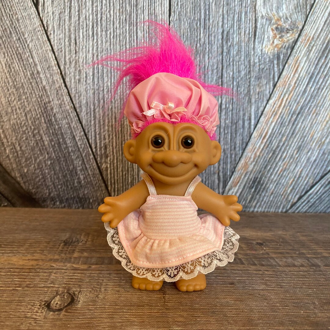 Vintage Girl Troll Doll ballerina Pink Tutu Dress Troll With Pink Hair ...