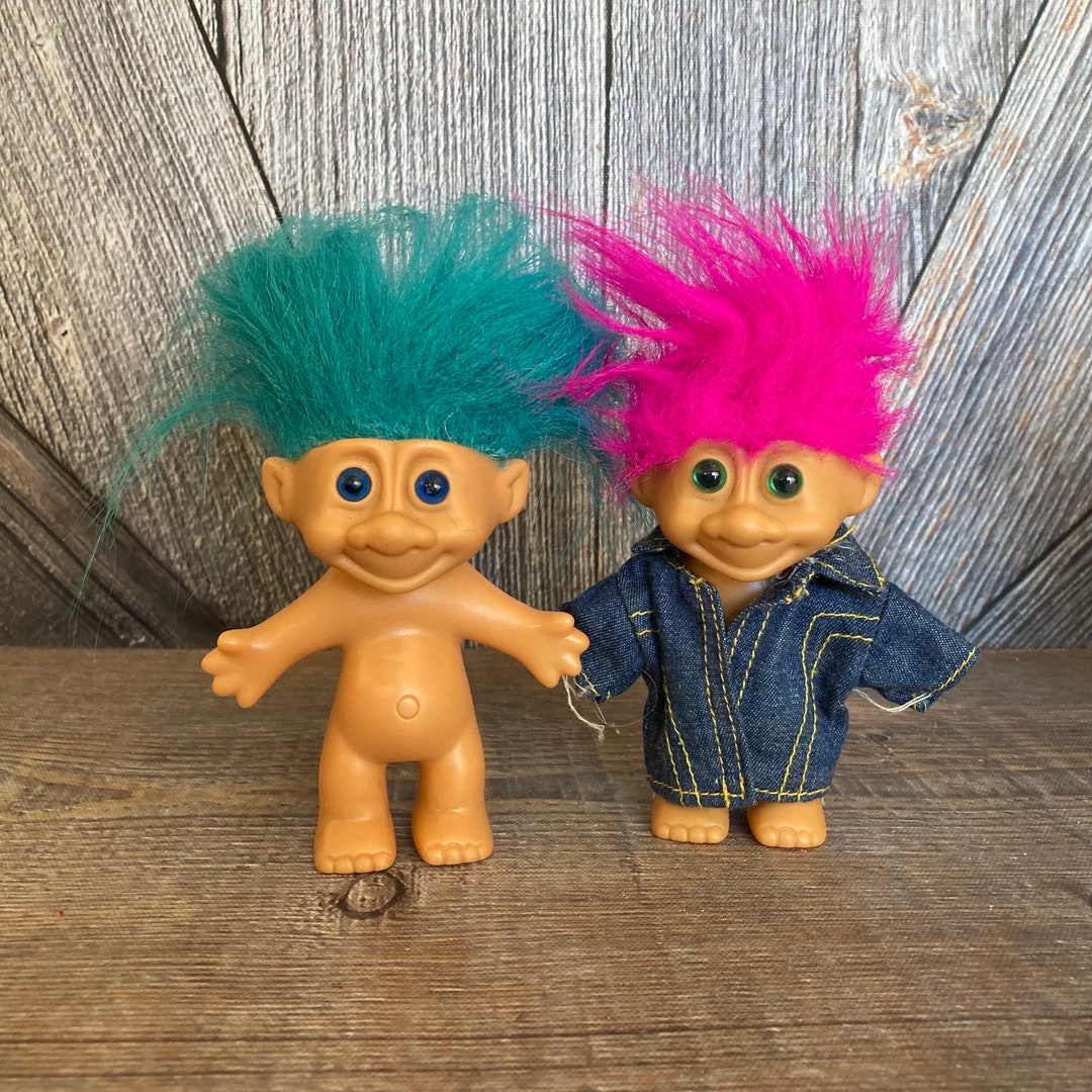 Vintage Troll Dolls 2 Trollkins Troll Hair Ace Novelty 5 Inch Troll Vintage Troll Doll Naked