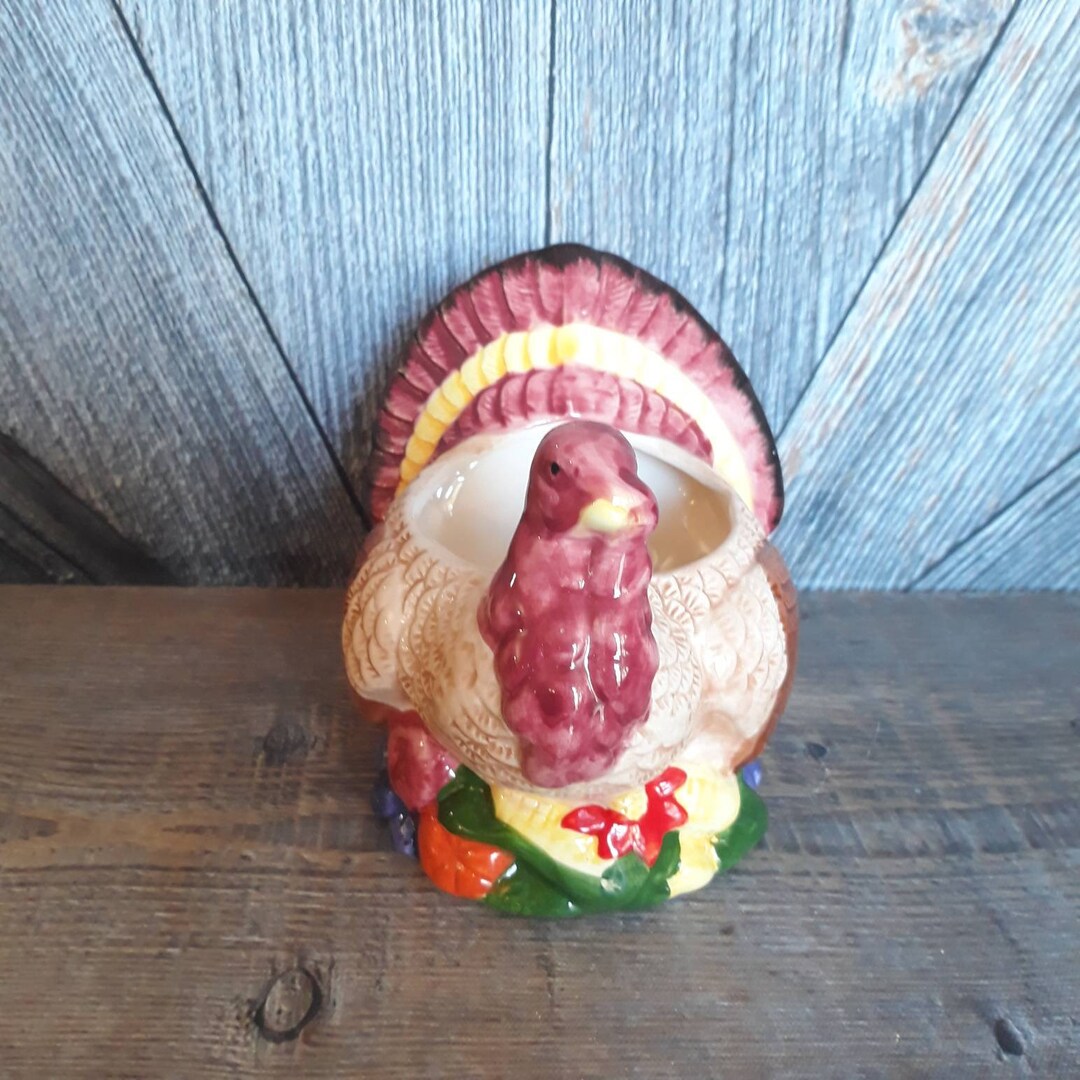 Vintage Ceramic Turkey Planter {thanksgiving Centerpiece Fall Large ...