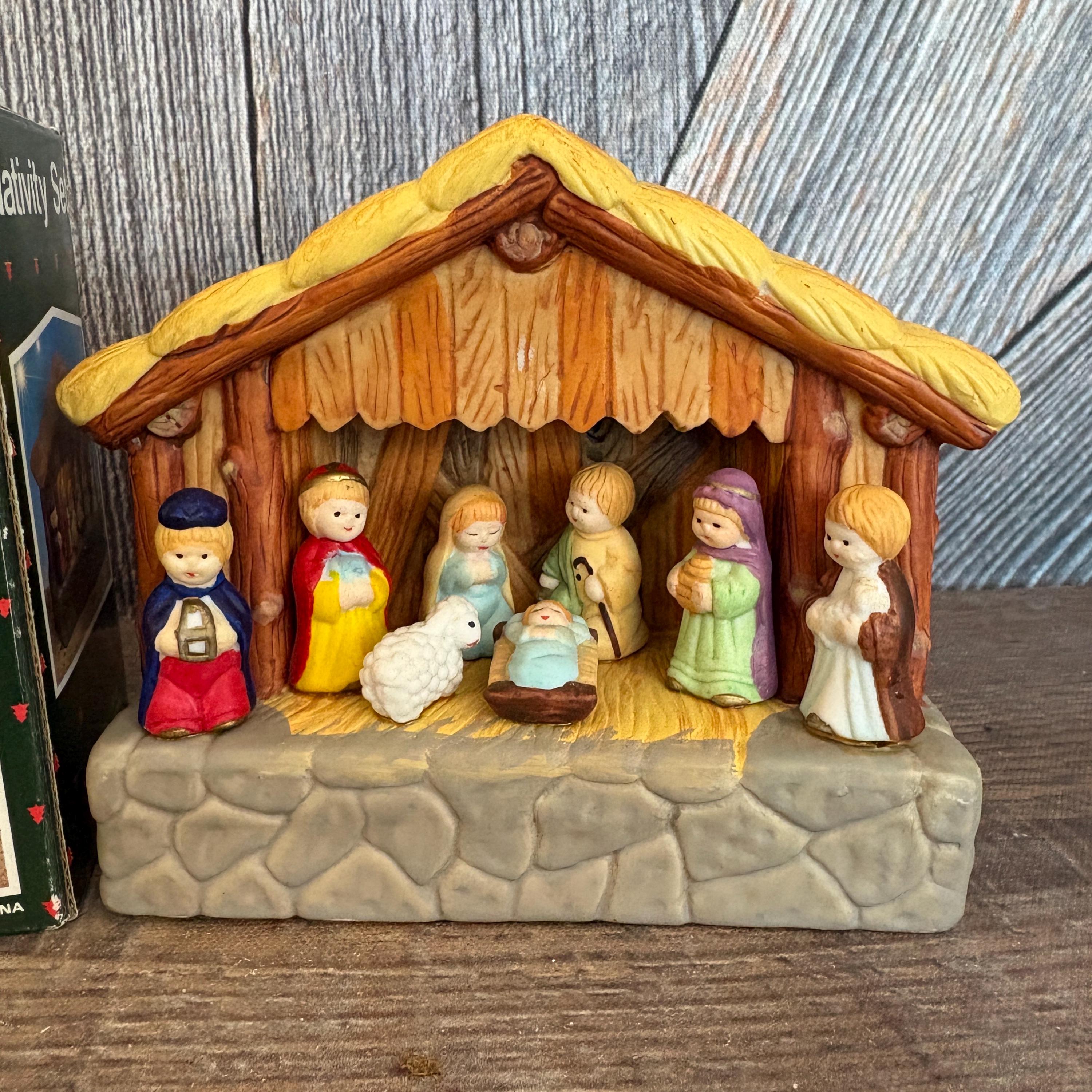 Vintage Christmas Nativity Ceramic Small Nativity Scene Ornament ...