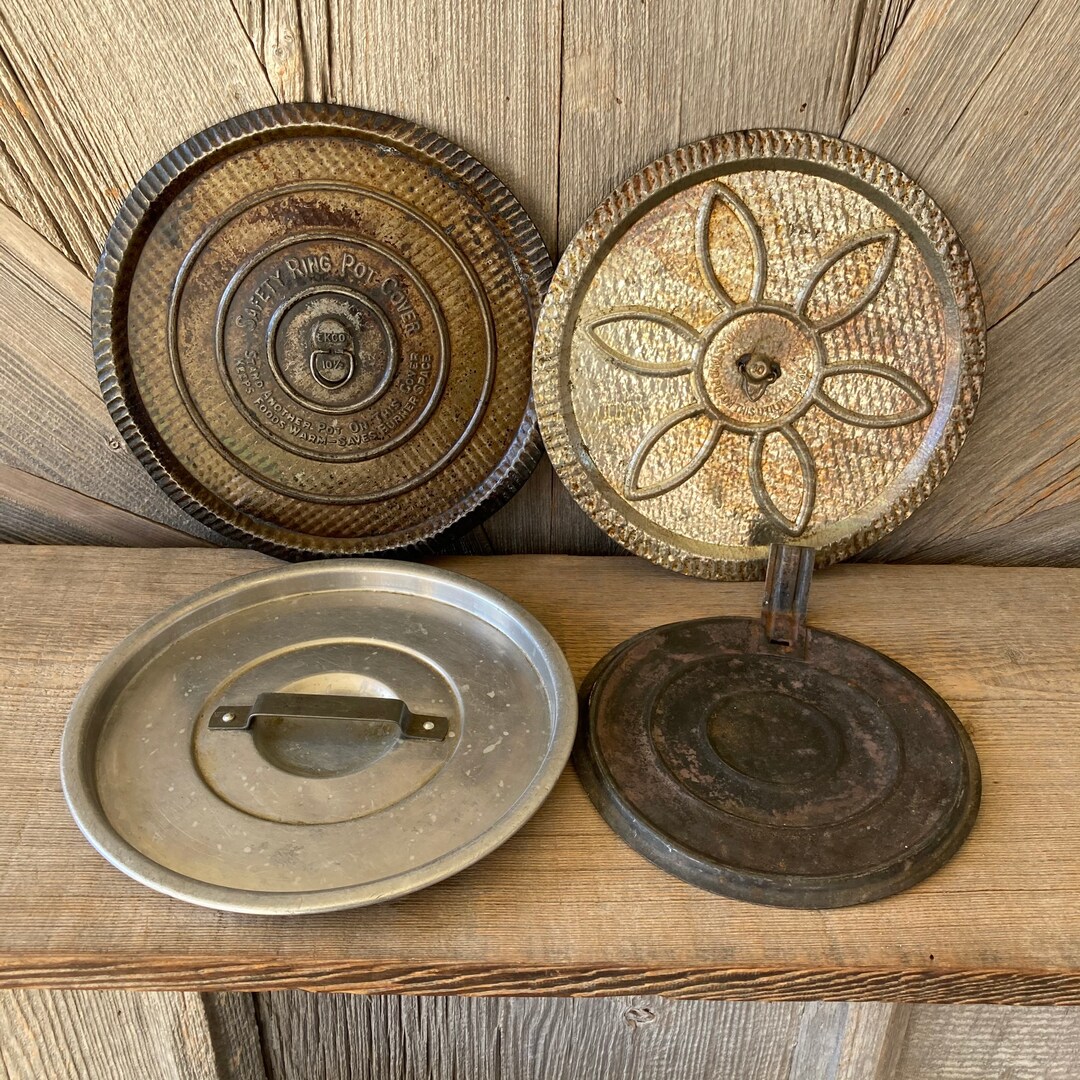 Vintage Metal Lid Aluminum Pot Replacement Lid DIY Rustic Bird House ...