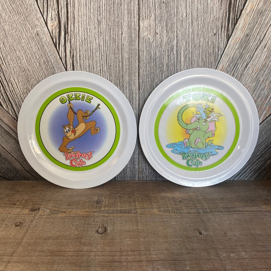 2 Vintage Rainforest Cafe Plates, Melamine Tuki Elephant and Ozzie ...