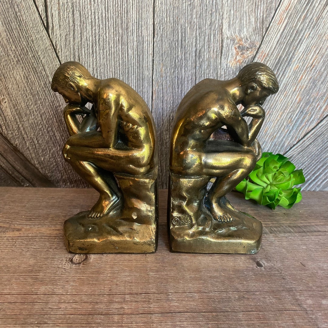Vintage Metal the Thinker Bookends Book Ends 1928 Thinking - Etsy