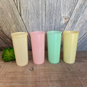 4 Vintage Tupperware Tumblers Cups Glasses Plastic Tupper Ware Storage ...