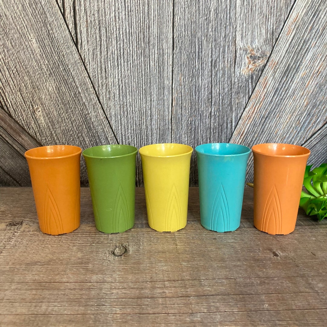 5 Vintage Plastic Cups Tumblers Cups Glasses Plastic Stanley Home ...