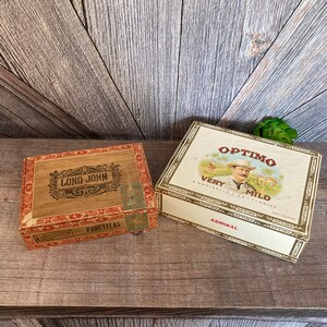 2 Vintage Cigar Boxes Authentic Cigar Box long John Optimo Vintage ...