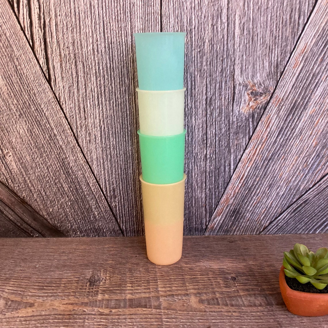 4 Vintage Tupperware Tumblers Tall Cups Glasses Plastic Tupper | Etsy