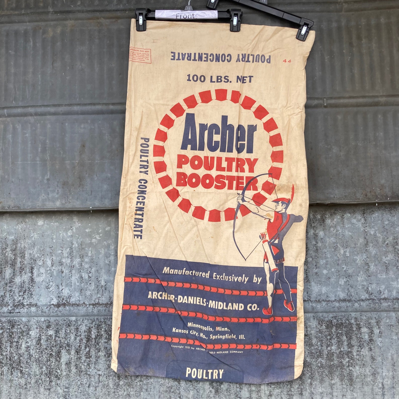 Vintage Archer Poultry Booster ADM Cotton Muslin Sack 1960s - Etsy