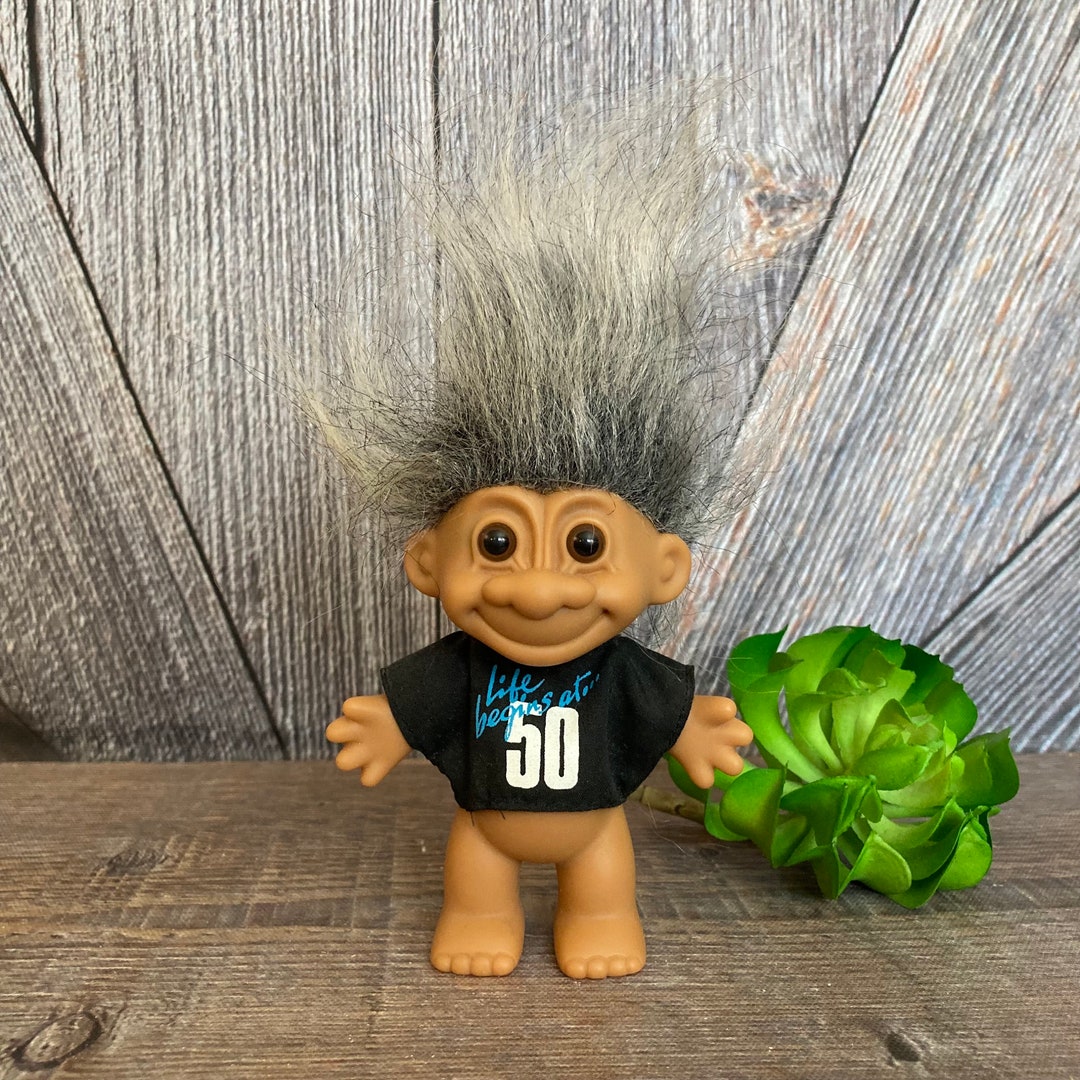 Life Begins at 50 Troll Gray Grey Hair Troll vintage Russ Berrie Troll ...