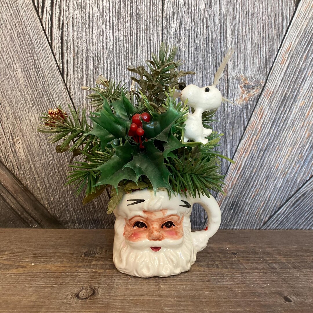 Vintage Santa Mug Lefton Miniature Mug Ornament Decoration Cute Santa ...