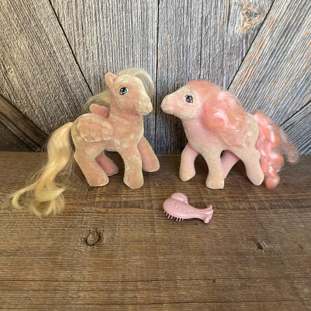 2 Vintage My Little Pony so Soft Hippity Hop, Lickity Split Pink Fuzzy ...