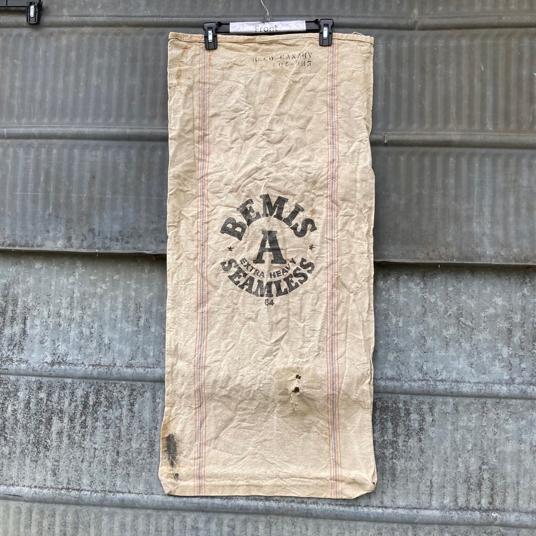 Vintage Bemis 64 Heavy Cotton Muslin Sack With Blue Red Pinstripe 40s ...