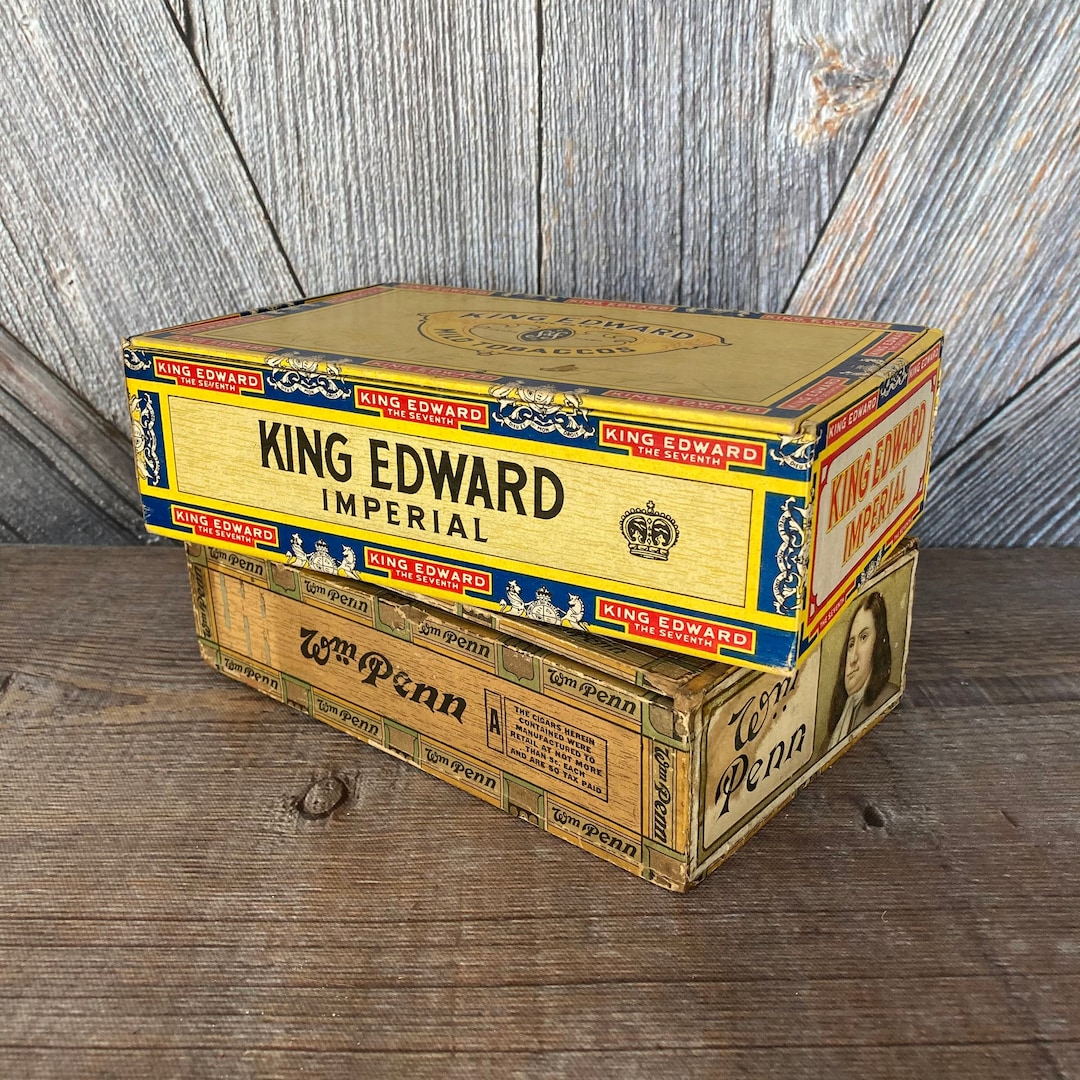 2 Vintage Cigar Boxes Wooden Vintage Authentic Cigar Box {imperial King ...