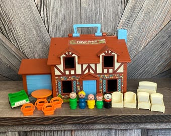 Vintage Fisher Price Little People 952 House Playset {near COMPLETE ...