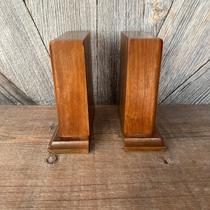 Solid Wood Bookends Tree Stump Wooden Book Ends Vintage Handmade Book ...