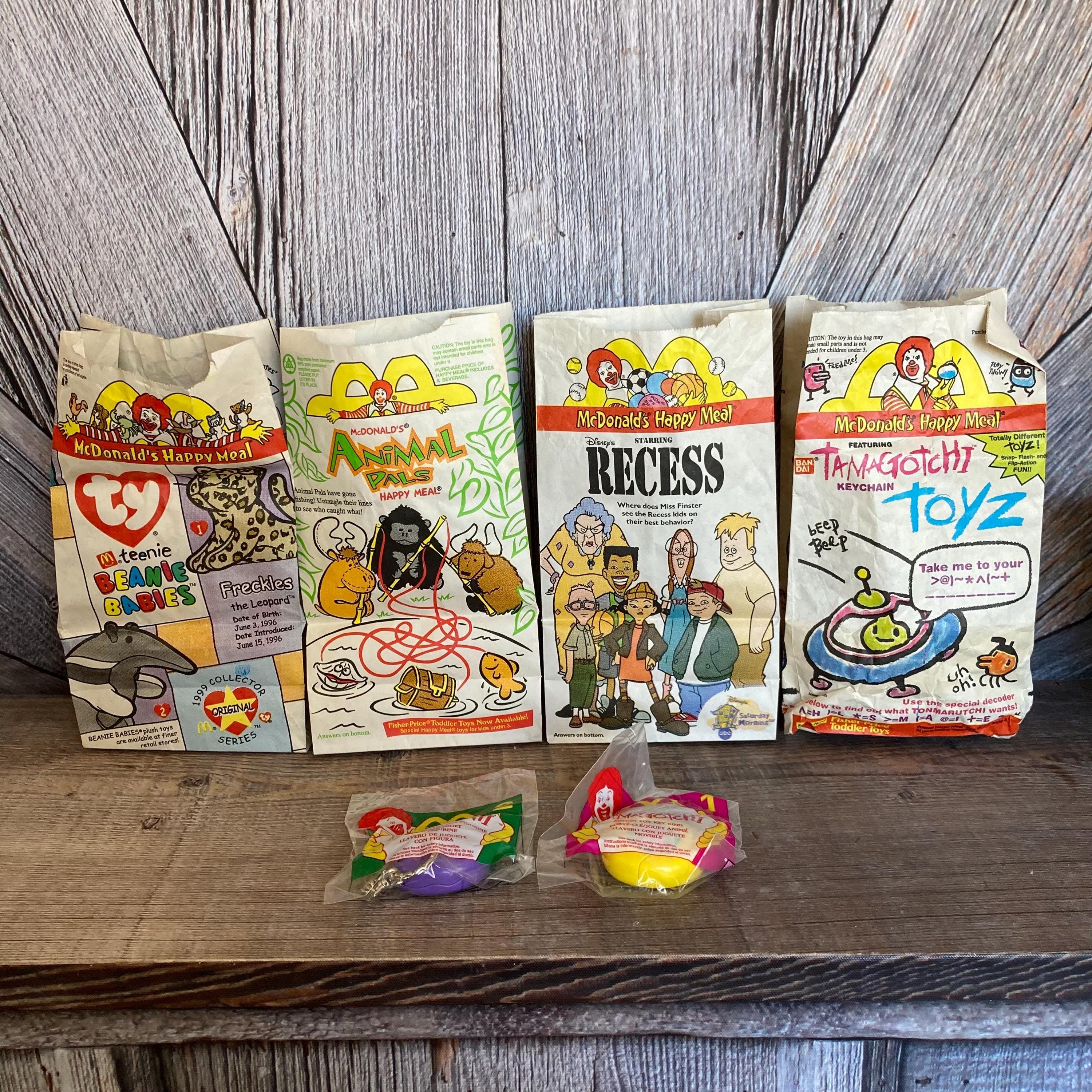 4 Vintage Mcdonalds Happy Meal Bags and 2 Tamagotchi Toys, Ty Teenie ...