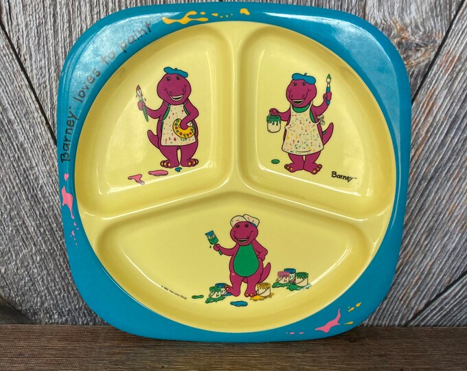Vintage Barney Plate {vintage 1990s Zak Designs Plastic Barney Loves to ...