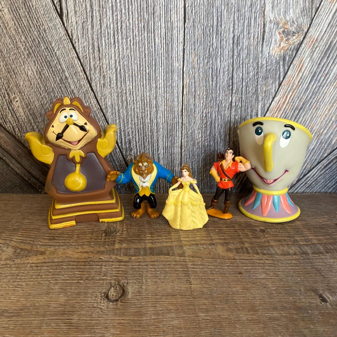 Vintage Beauty and the Beast Hand Puppets Vinyl Dolls Action Figures ...