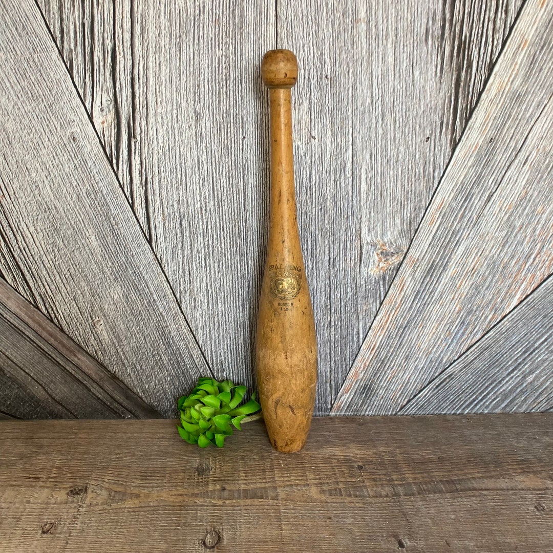 Vintage Wooden Juggling Pin Spalding Gold Medal 1 Lb Exercise Pins Wood ...