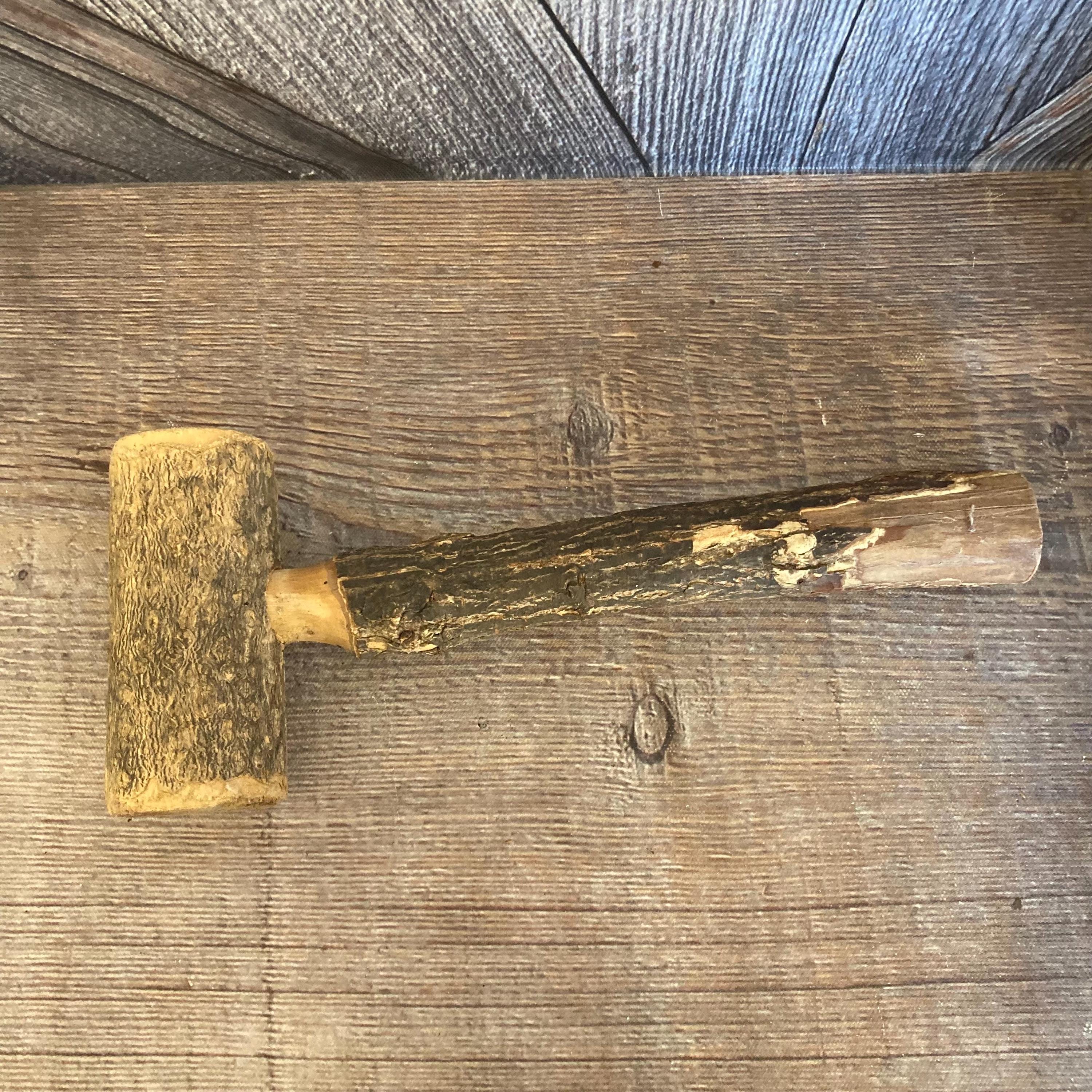 Vintage Wooden Mallet, Handmade Rustic Hammer, Live Edge Rustic Bark ...