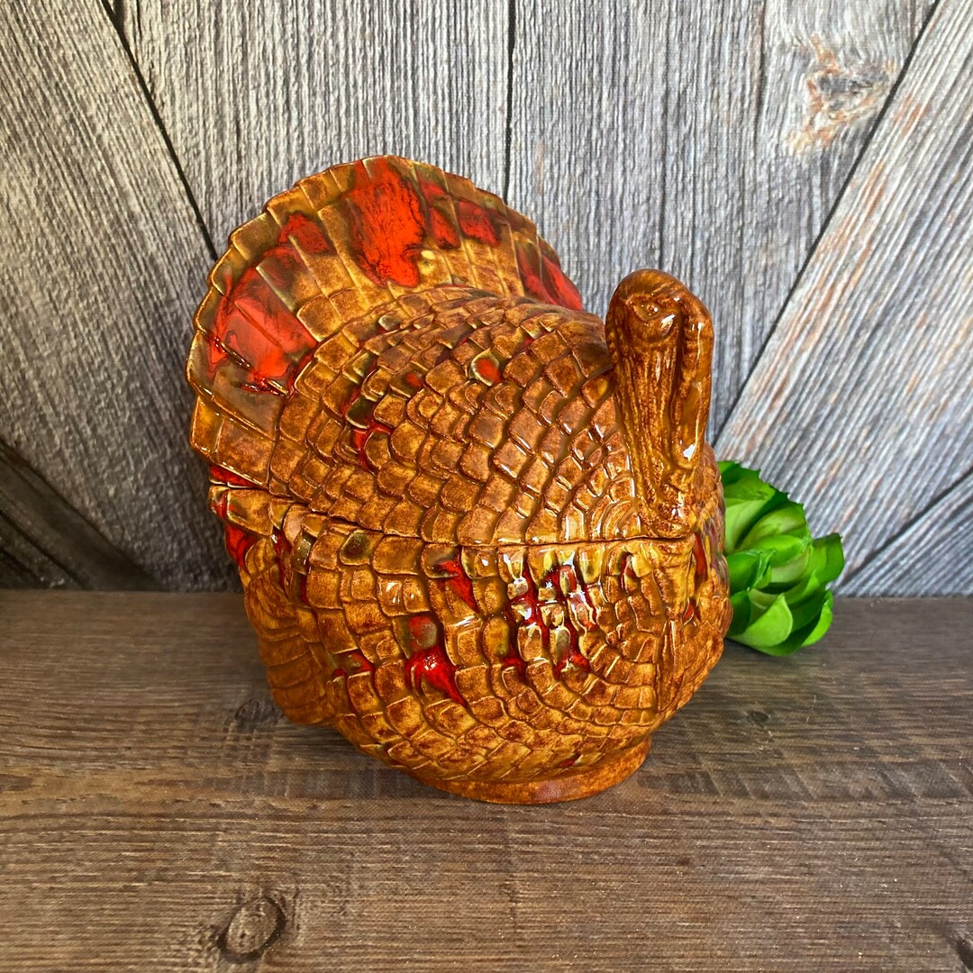 Vintage Ceramic Turkey Candy Dish Handmade 80s Glazed Ceramic Turkey ...