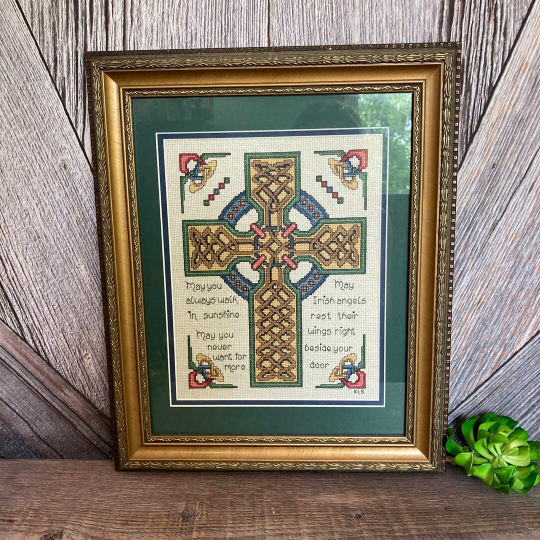 Vintage Irish Prayer Cross Stitch Embroidery Irish Angels Toast Hanging ...