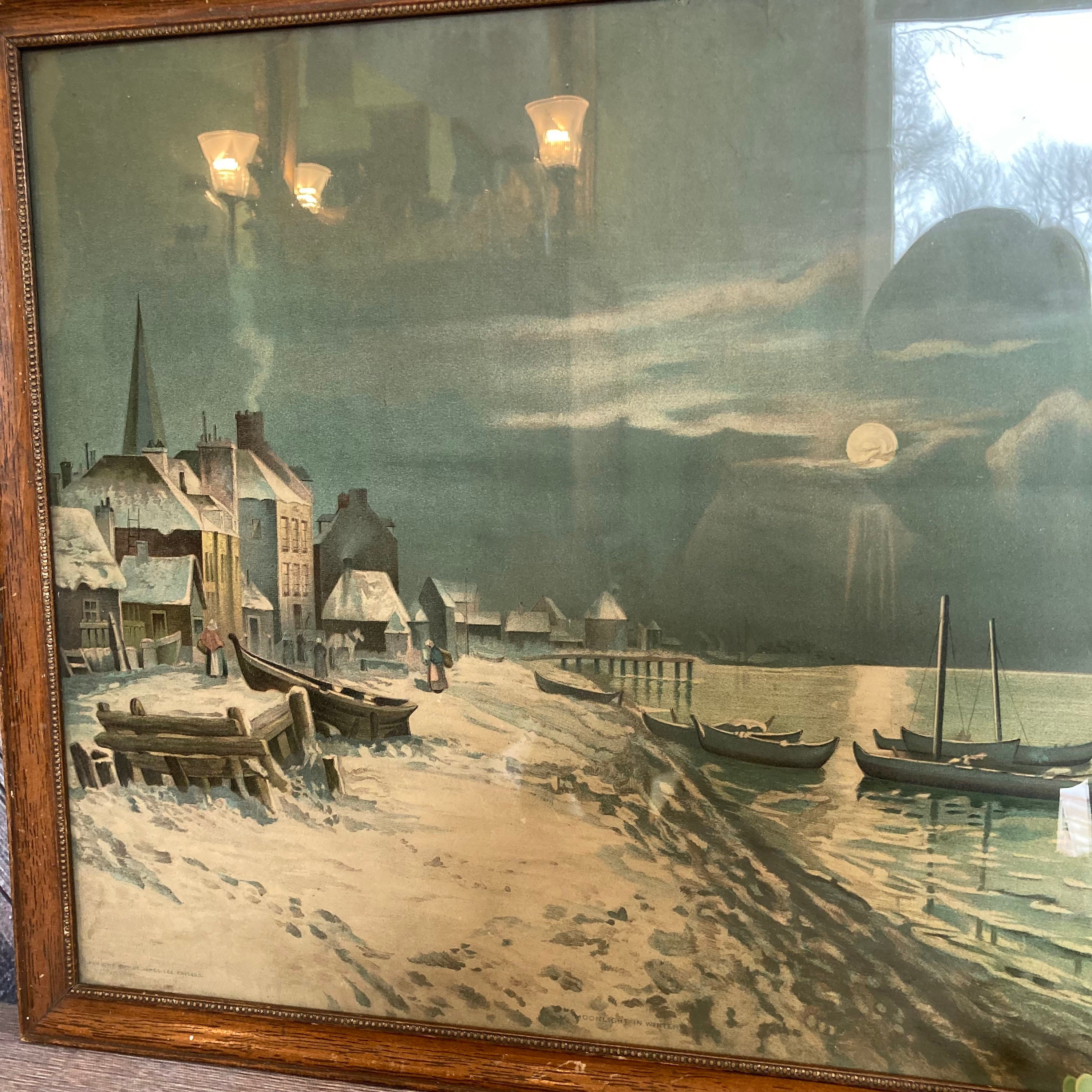 Vintage Moonlight in Winter Print Ship Print Picture James Lee - Etsy