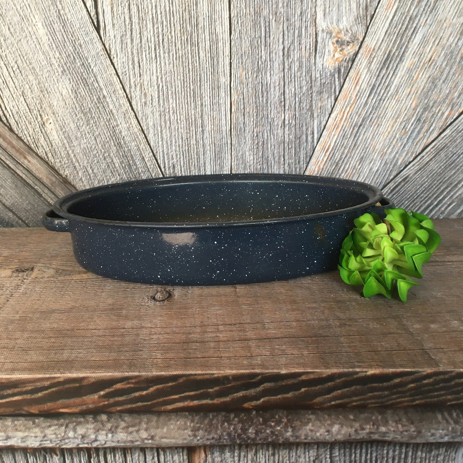 Vintage Enamel Bowl 12 inch Bowl Enamelware Basin Navy | Etsy
