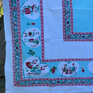 Vintage German Tablecloth Scandinavian Norwegian Cardtable Colorful ...