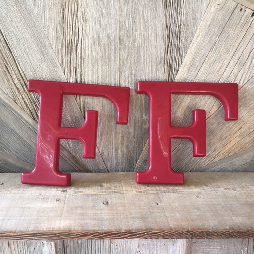Vintage Plastic Letter F Old Sign Red Large 12 Inch Plastic - Etsy
