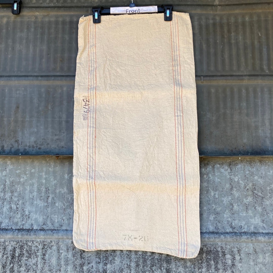 Vintage Unprinted Cotton Cloth Muslin Sack With Pinstripes, 60s Seed ...