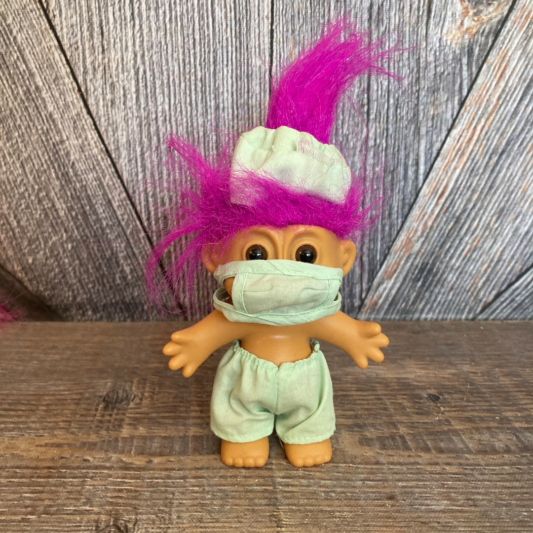 Vintage Doctor Troll Doll {blue Scrubs Troll With Purple Hair} Russ ...