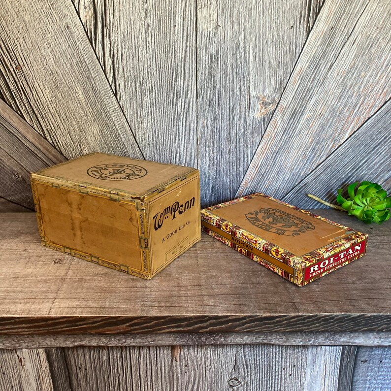 2 Vintage Cigar Boxes Authentic Cigar Box {roi Tan William Penn ...