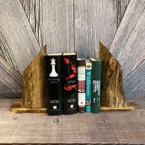 Handmade Raw Wood Bookends Live Edge Solid Wood Log Bookends Tree Stump ...