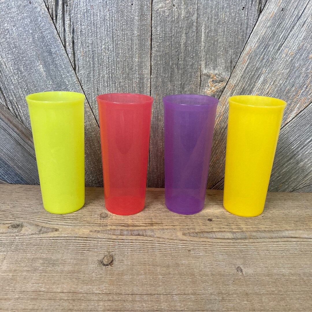4 Vintage Tupperware Tumblers Cups Glasses Plastic Tupper Ware Storage ...