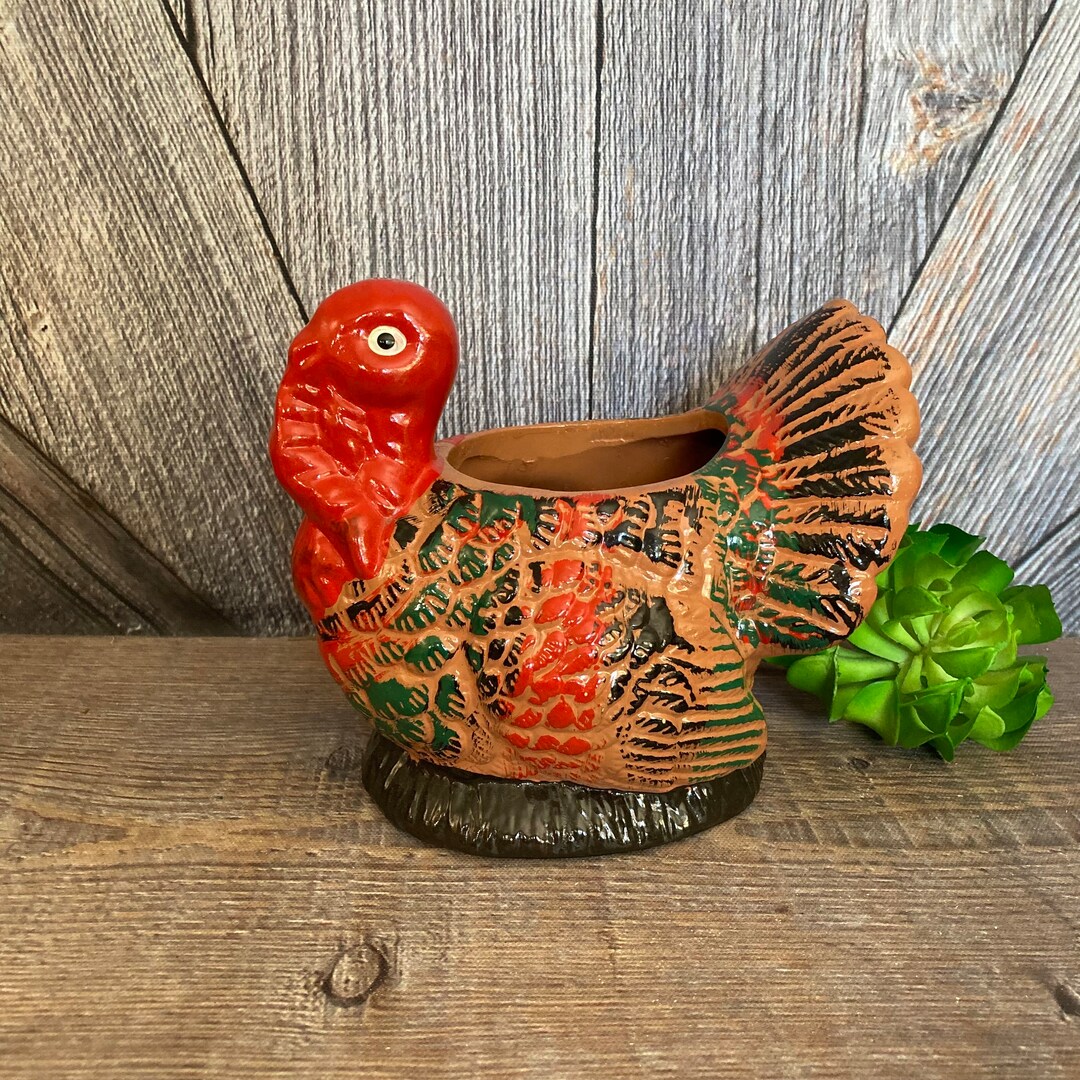 Vintage Ceramic Turkey Planter cute Turkey Planter Indoor Pot Vintage ...