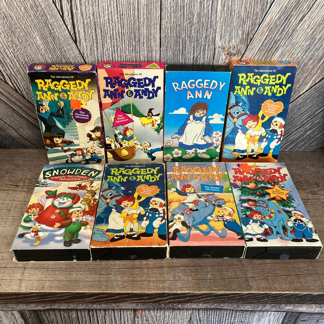 8 Vintage Raggedy Ann VHS Video Tapes, Mabbit Adventure, Snowden ...