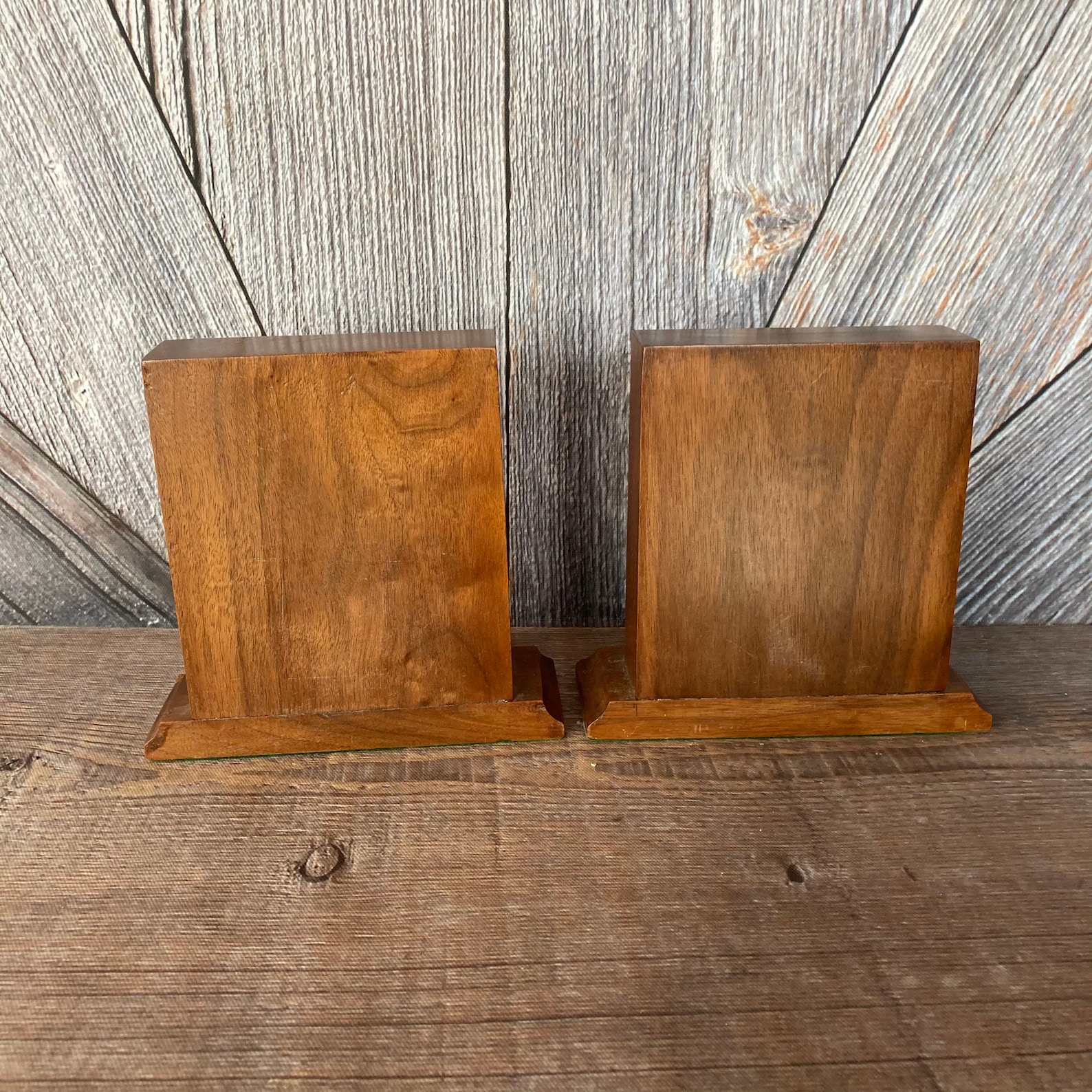 Solid Wood Bookends Tree Stump Wooden Book Ends Vintage - Etsy UK