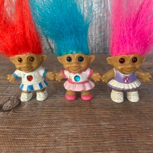 Vintage Troll Dolls {3 Mini Treasure Trolls Ace Novelty {1.5 Inch Troll ...