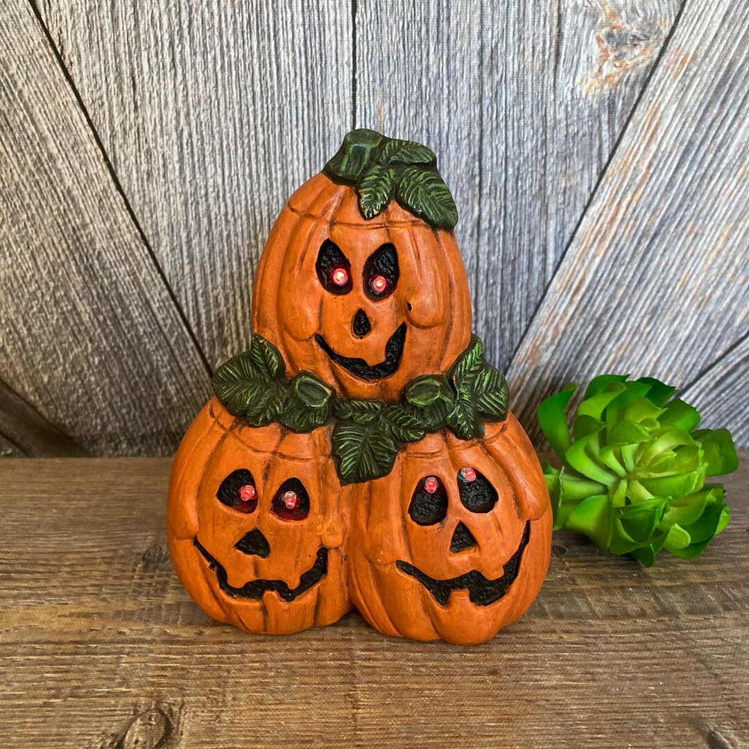 Vintage Halloween Pumpkin Figurine {ceramic Light up and Sound ...