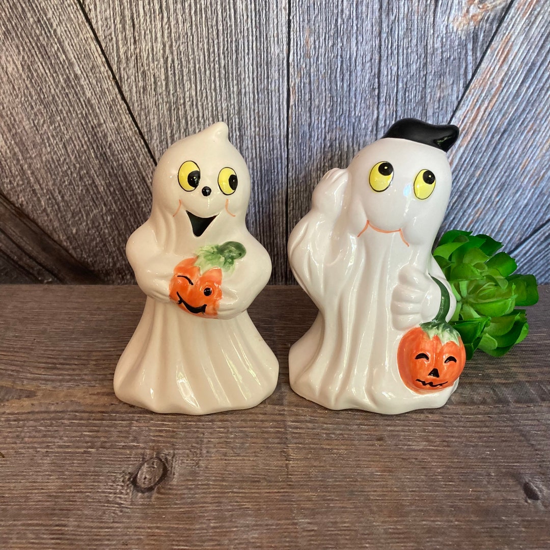 Vintage Ghosts Ceramic Figurines {halloween Decoration} White Ceramic ...