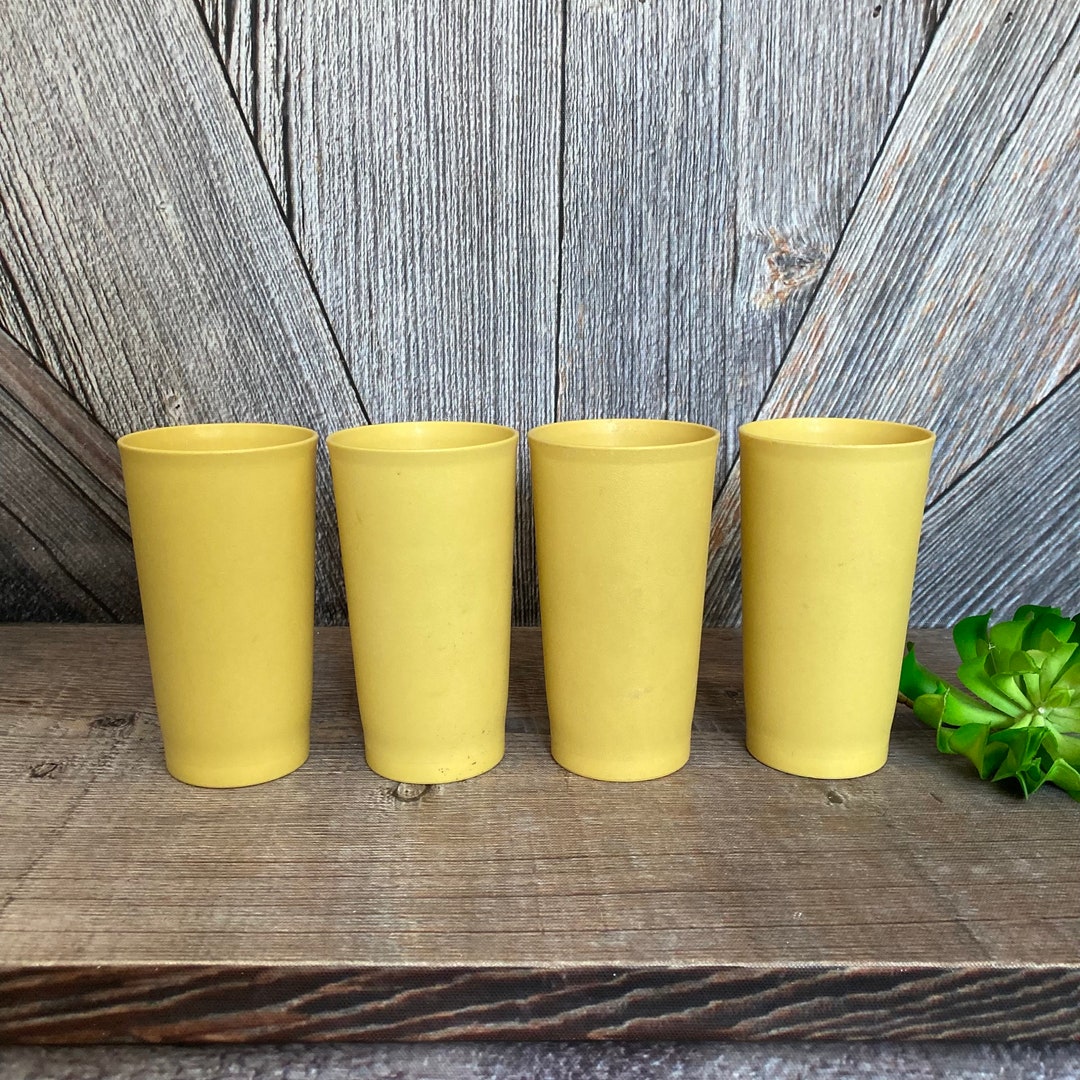 4 Vintage Tupperware Tumblers Cups Glasses Plastic Tupper Ware Storage ...
